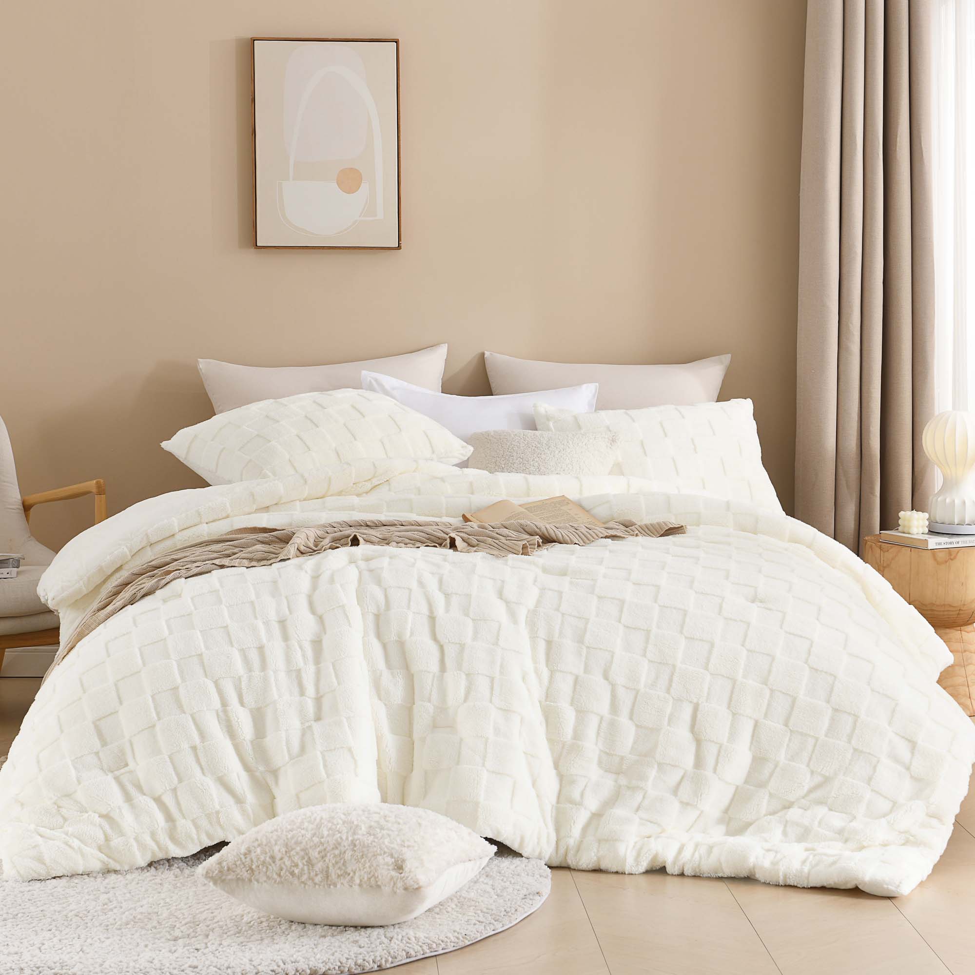 Sherpa Fleece Checkered Fuzzy Comforter Set – LITANIKA